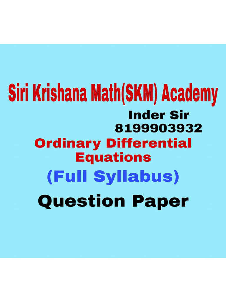 ODE Test | PDF