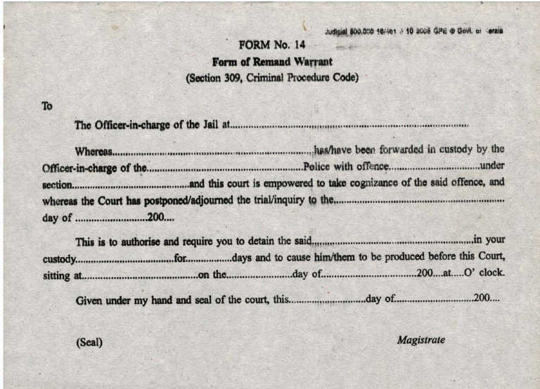 Remand Warrant Form | PDF