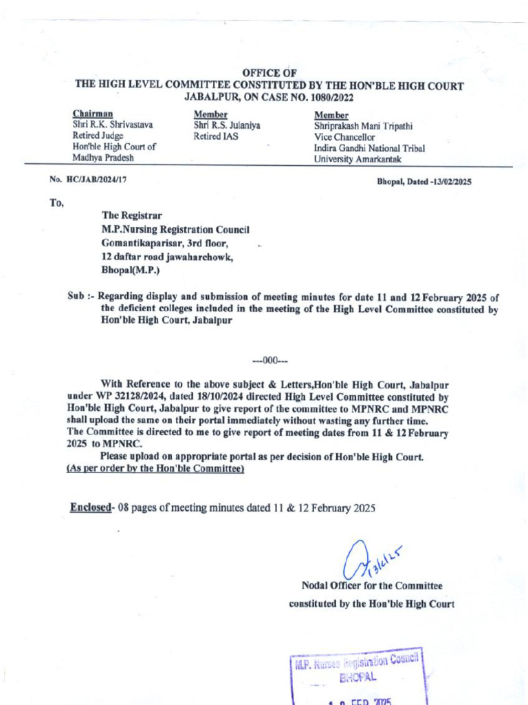 High Level Court Committee MOM Dated 11-12 Feb 2025 | PDF