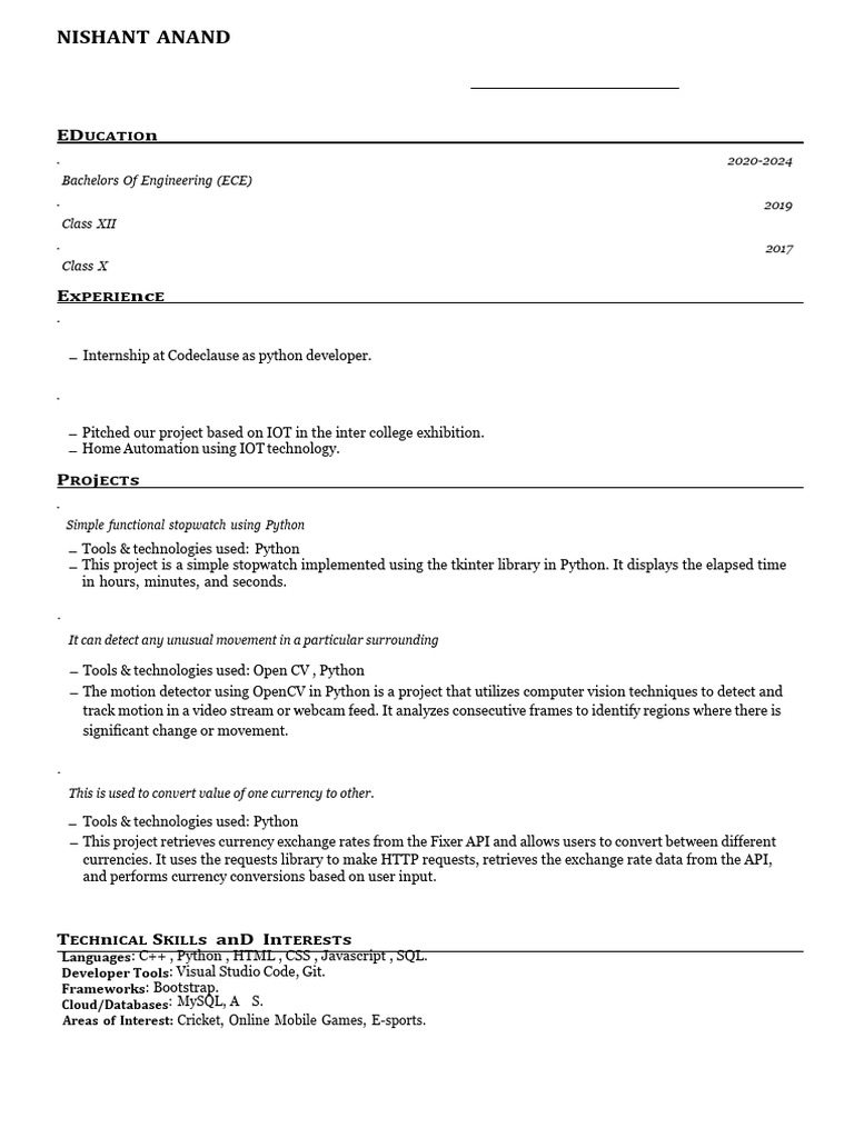 Nishant Anand: Nitte Meenakshi Institute of Technology | PDF