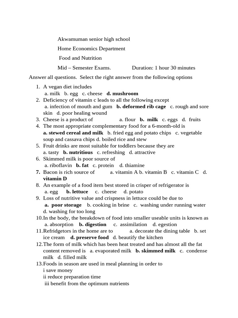 Food and Nutrition QUIZ 1-2 | PDF | Foods | Carbohydrates