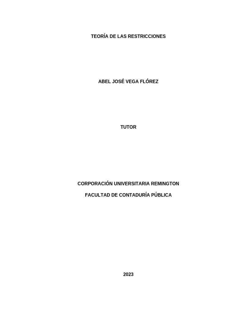 Teoria de Las Restricciones | PDF | Business | Agua