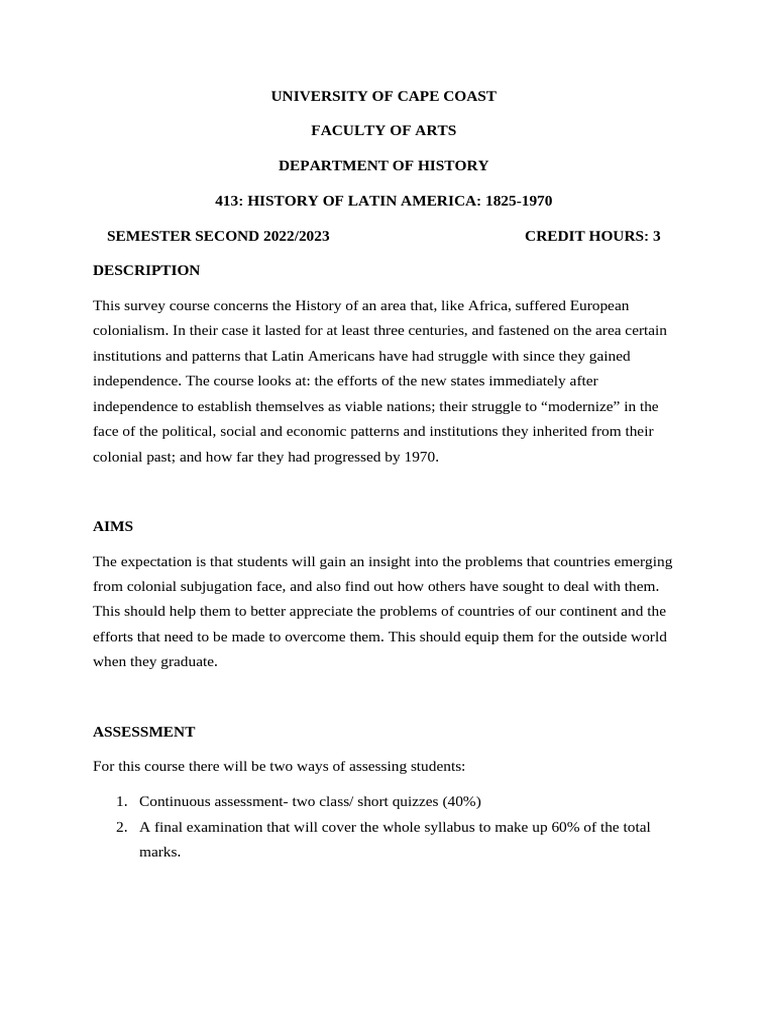 Modern Latin American Outline | PDF | Latin America | Mexico