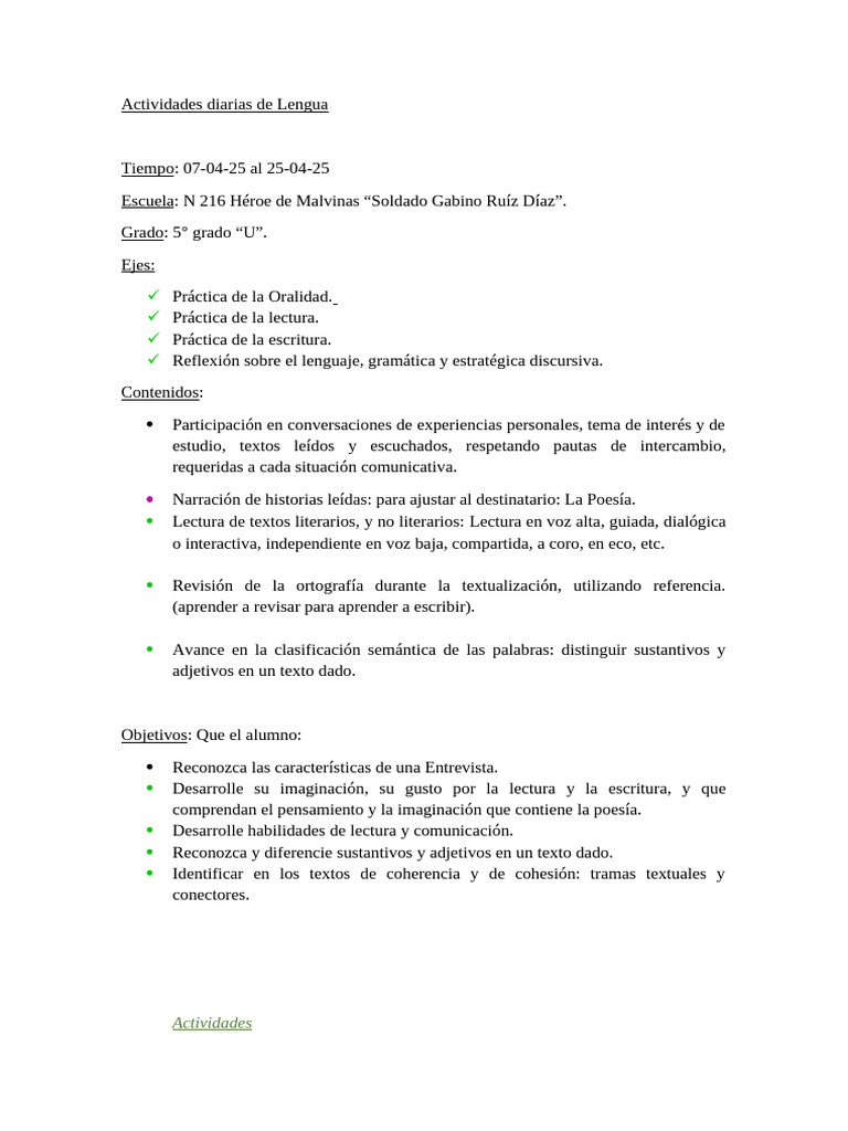 Actividades de Lengua 5° Grado U | PDF | Lingüística | Comunicación humana