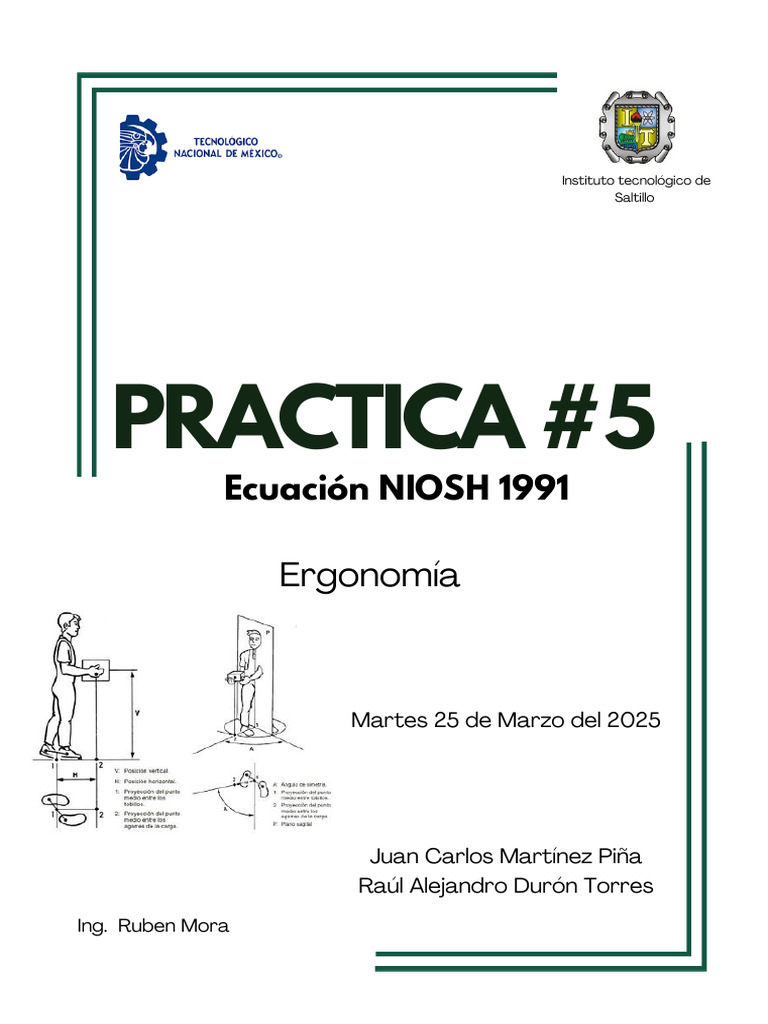 Practica #5 Ecuación de Niosh | PDF
