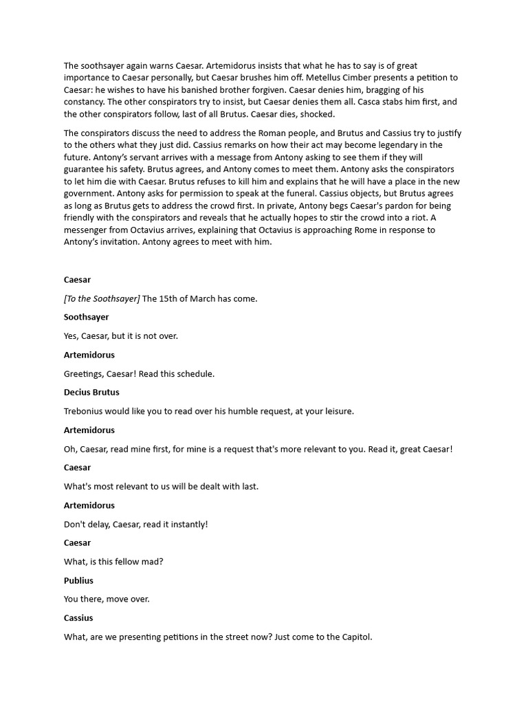 The Soothsayer Again Warns Caesar | PDF | Mark Antony | Julius Caesar