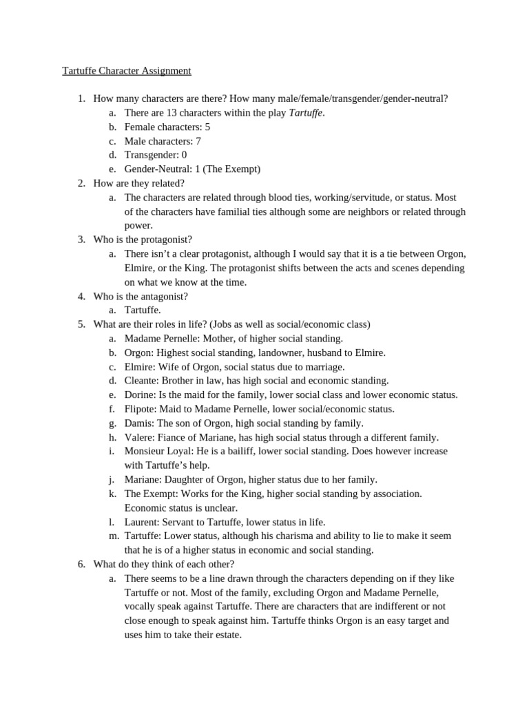 Original Tartuffe - Characters | PDF