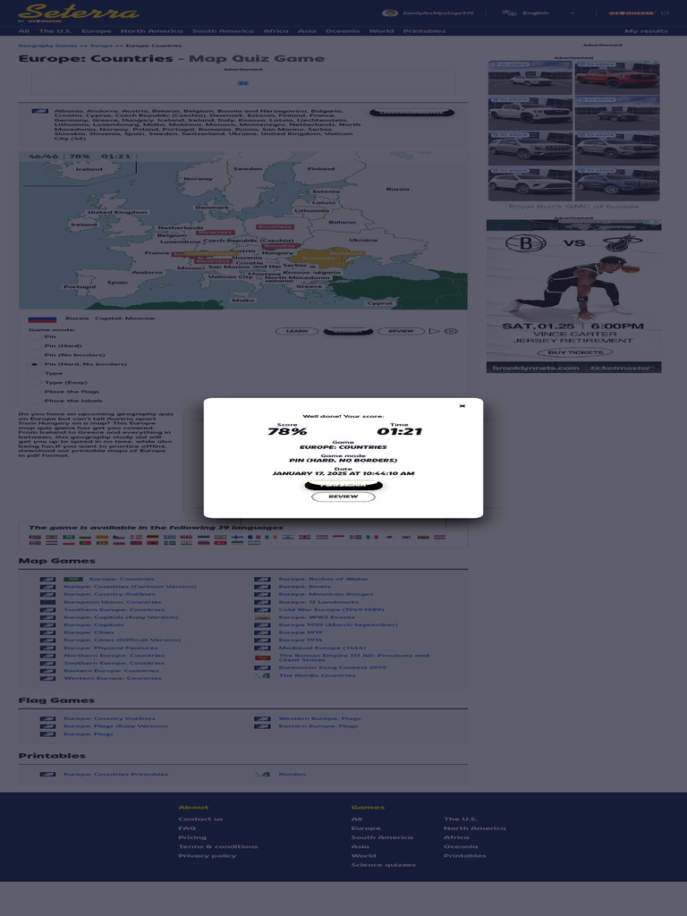 Europe Countries - Map Quiz Game - Seterra 6 | PDF | Europe