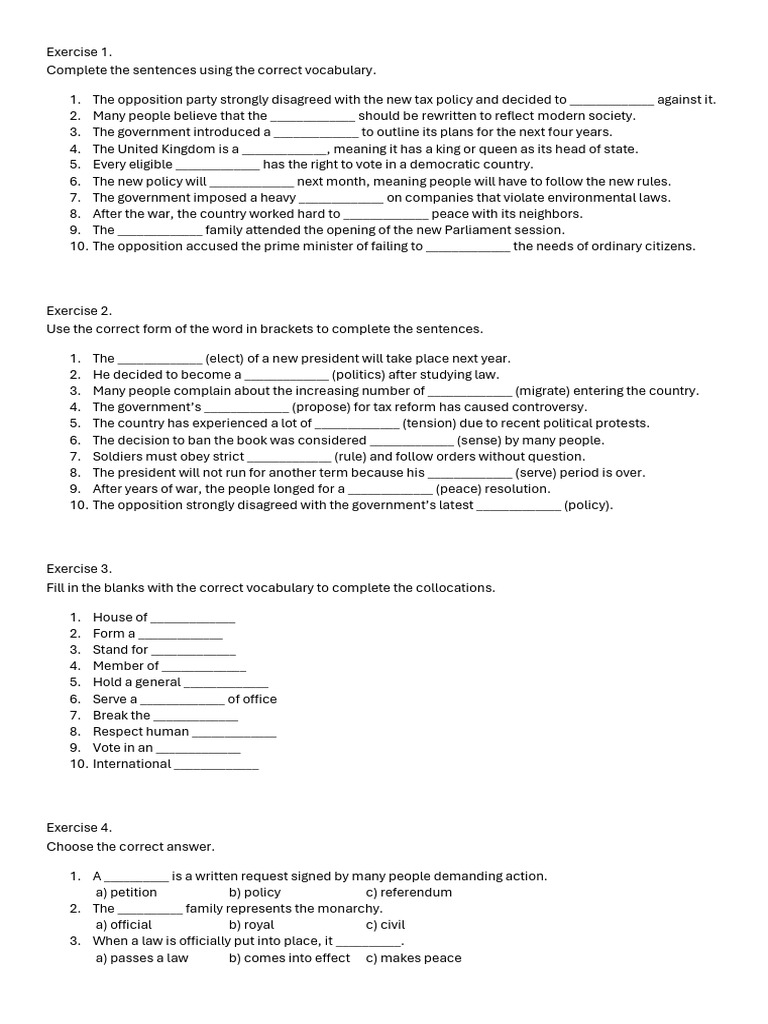 rules and regulations vocabulary revision | PDF | Prime Minister ...