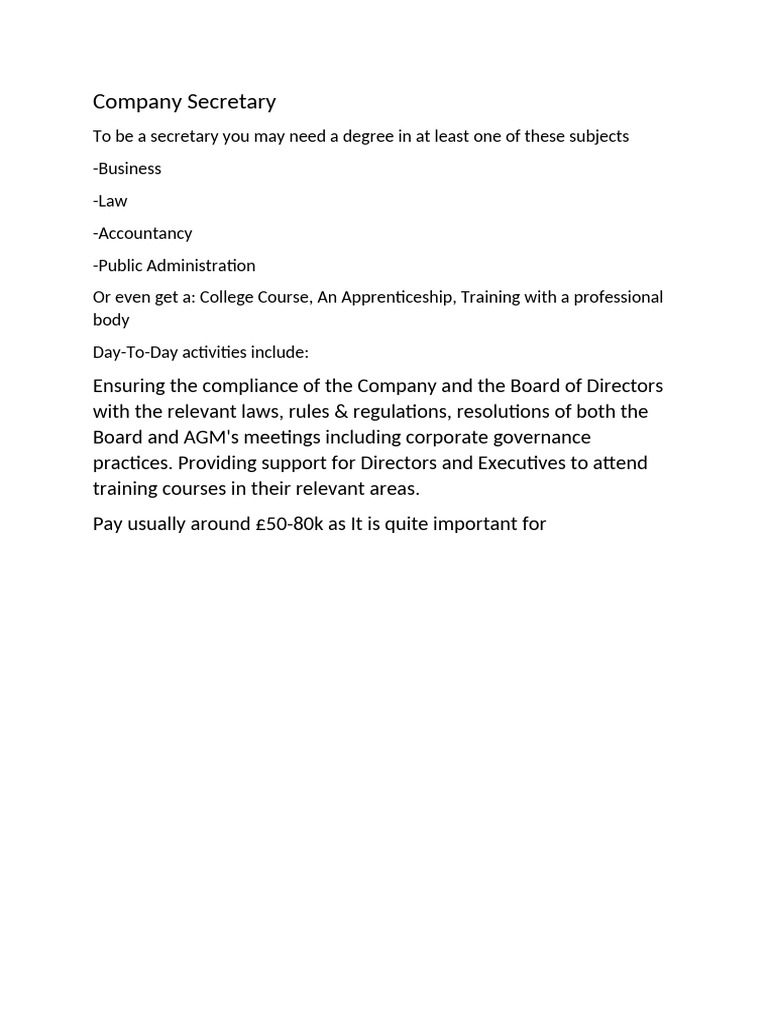 Company Secretary PD | PDF