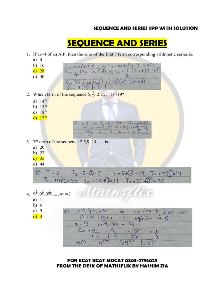 Sequence and Series TPP With Solution | PDF