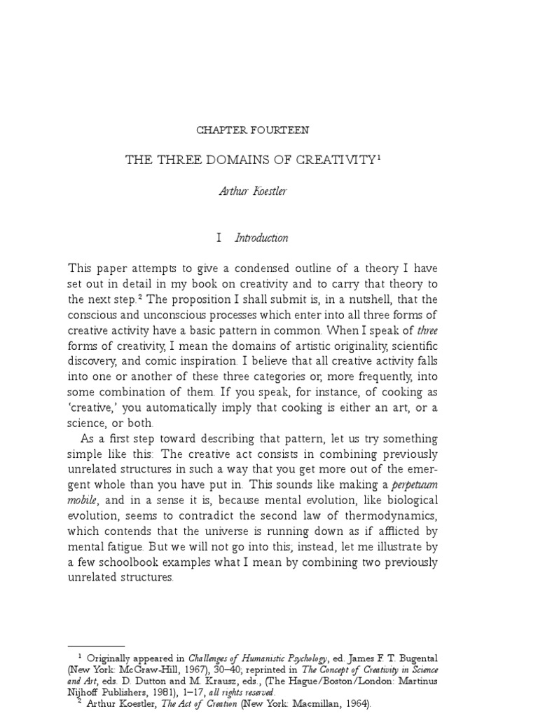 Arthur Koestler The Three Domains of Creativity | PDF | Creativity ...