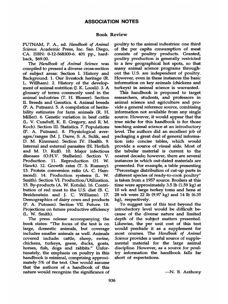 Handbook of Animal Science | PDF | Poultry | Animals And Humans