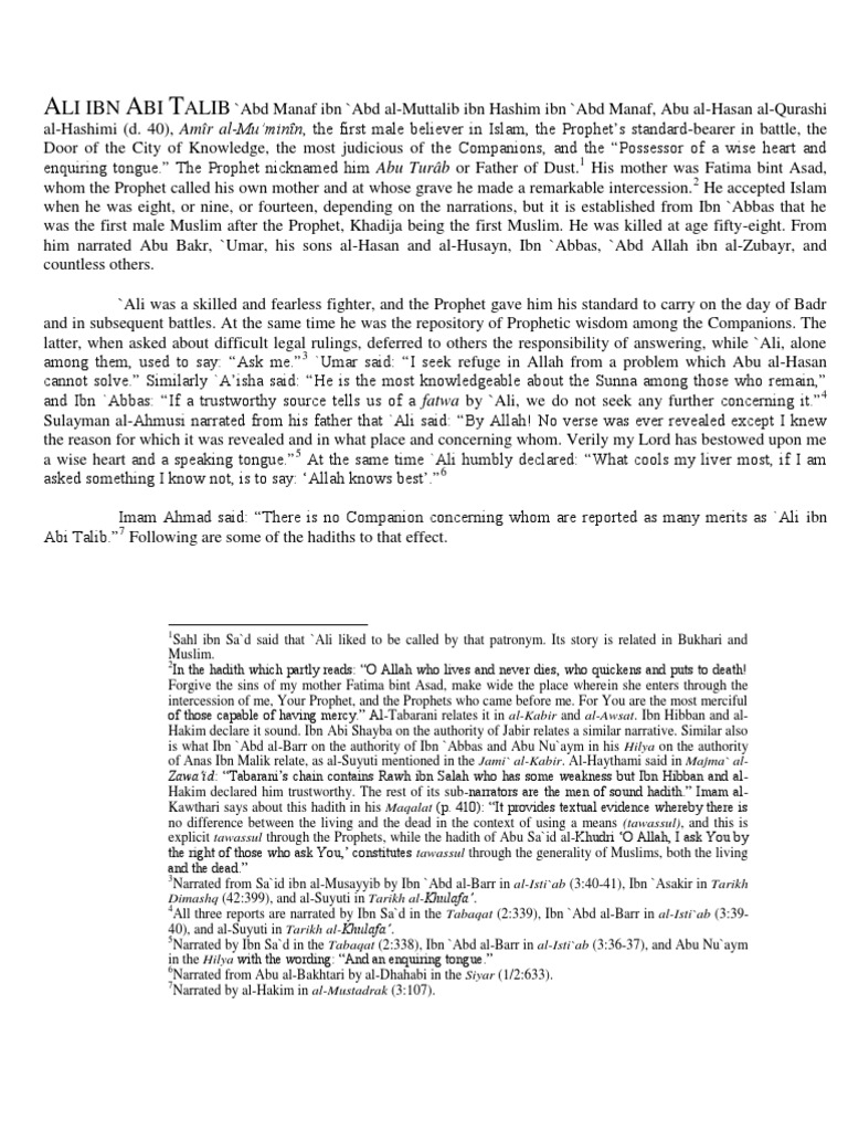 Ali ibn Abi Talib: The Fourth Caliph | PDF | Muhammad | Sahabah