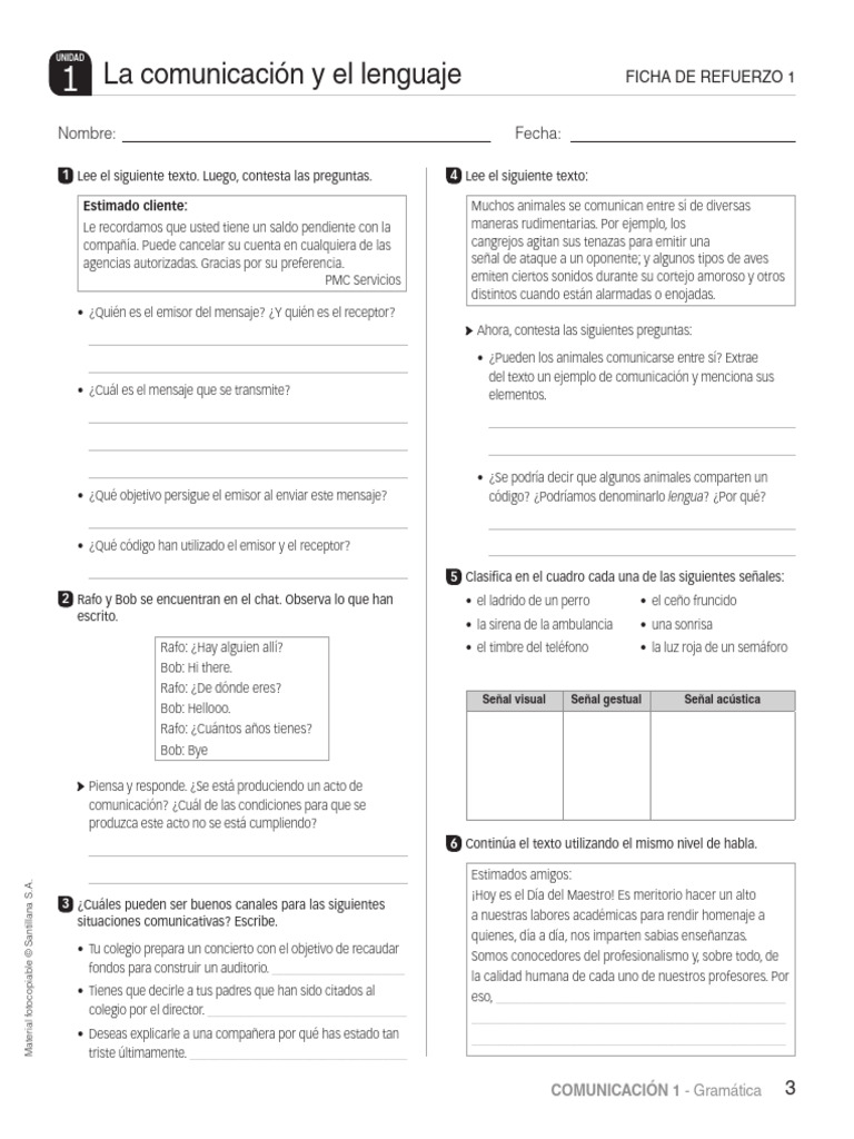 Comunicación y Lenguaje: Ejercicios Prácticos | PDF | Comunicación