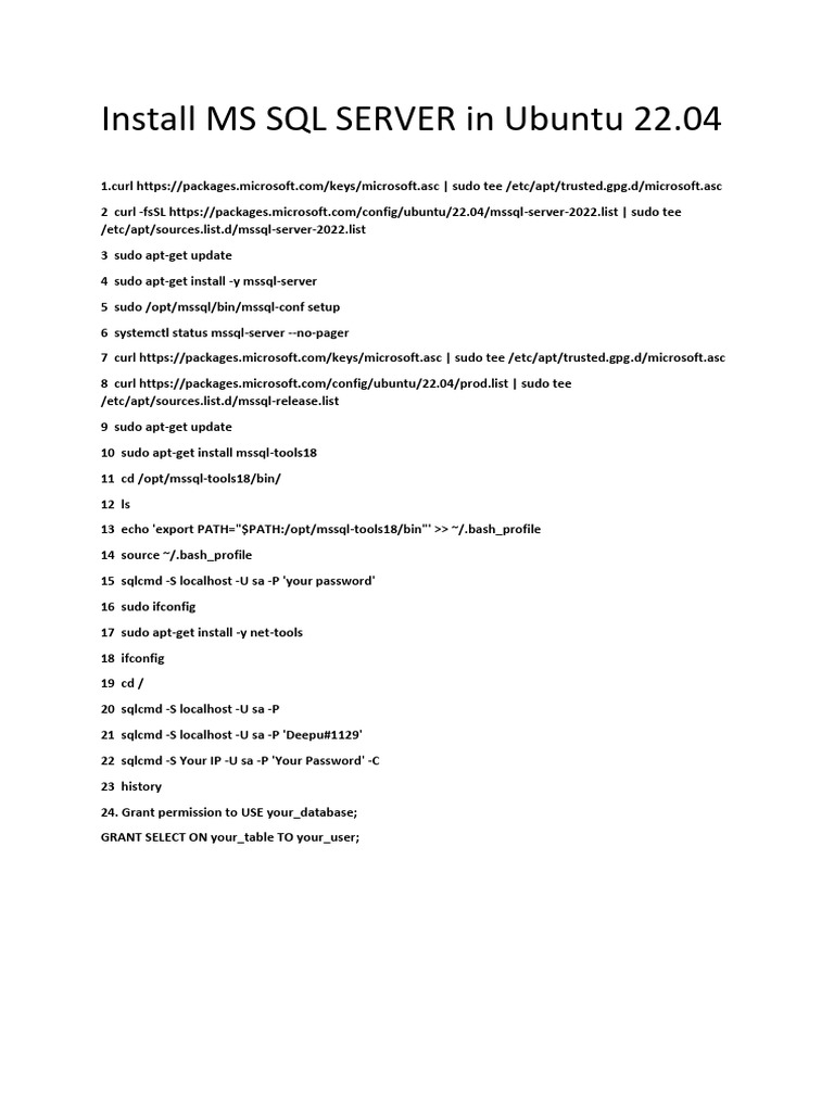 INSTALL SQL Server IN UBUNTU | PDF