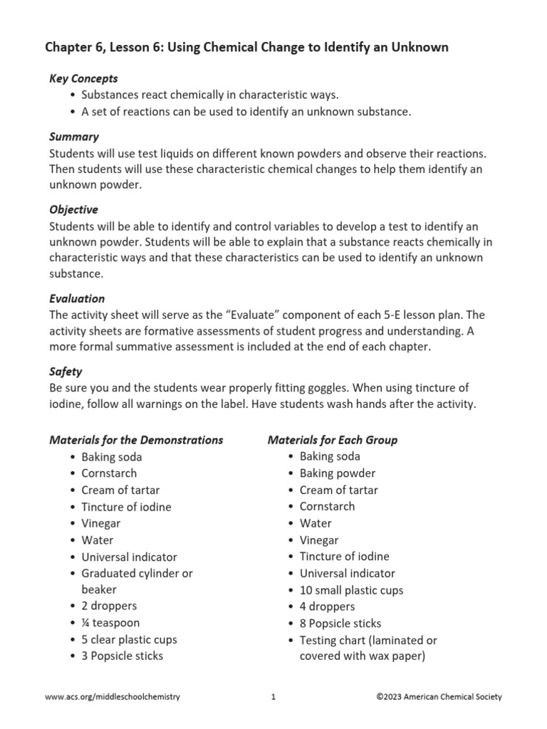 Ch6 l6 Lesson Plan | PDF | Sodium Bicarbonate | Baking Powder