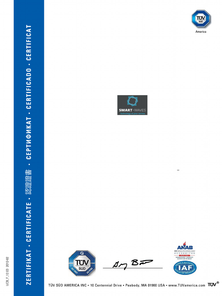 Smart-Waves Technologies Quality Certification | PDF