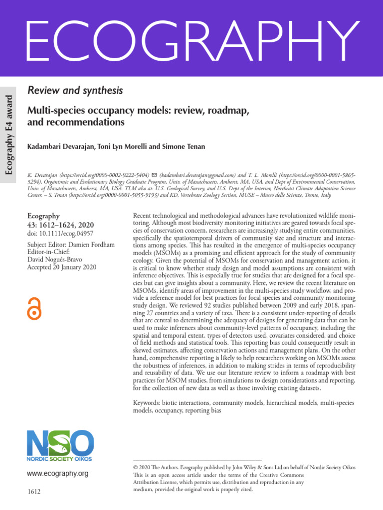 Multi-species_occupancy_models_review_roadmap_and_ | PDF | Statistical Inference | Ecology