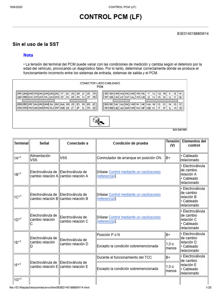 Control PCM Mazda 3 (LF) | PDF | Cambiar | Relé