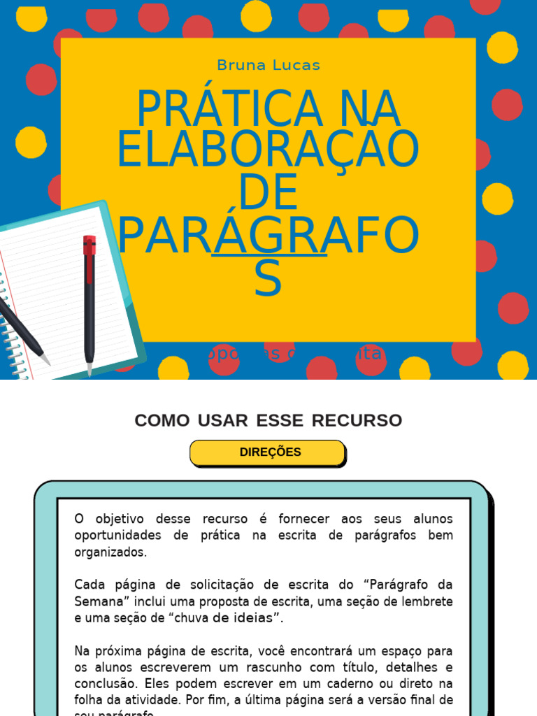 Prática de Escrita: Parágrafos Semanais | PDF | Parágrafo | Lógica