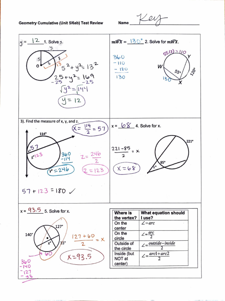 Cumulative Review #3 (5&6ab) KEY | PDF