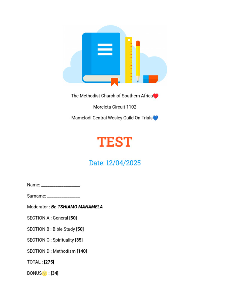 Methodist Guild Test: Core Beliefs | PDF | Eucharist | Baptism