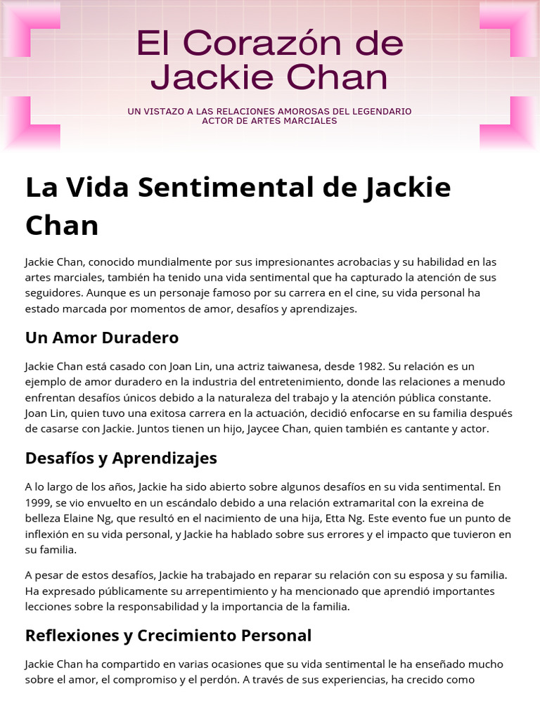 La Vida Sentimental de Jackie Chan | PDF