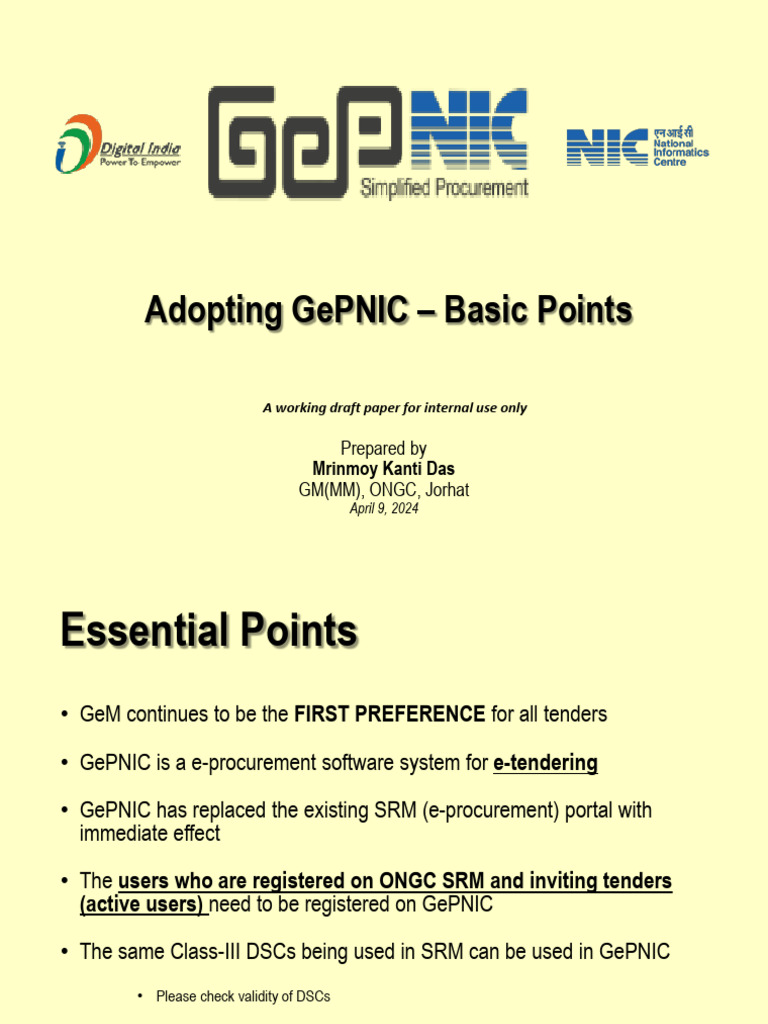 Implementing GePNIC in ONGC | PDF | Procurement