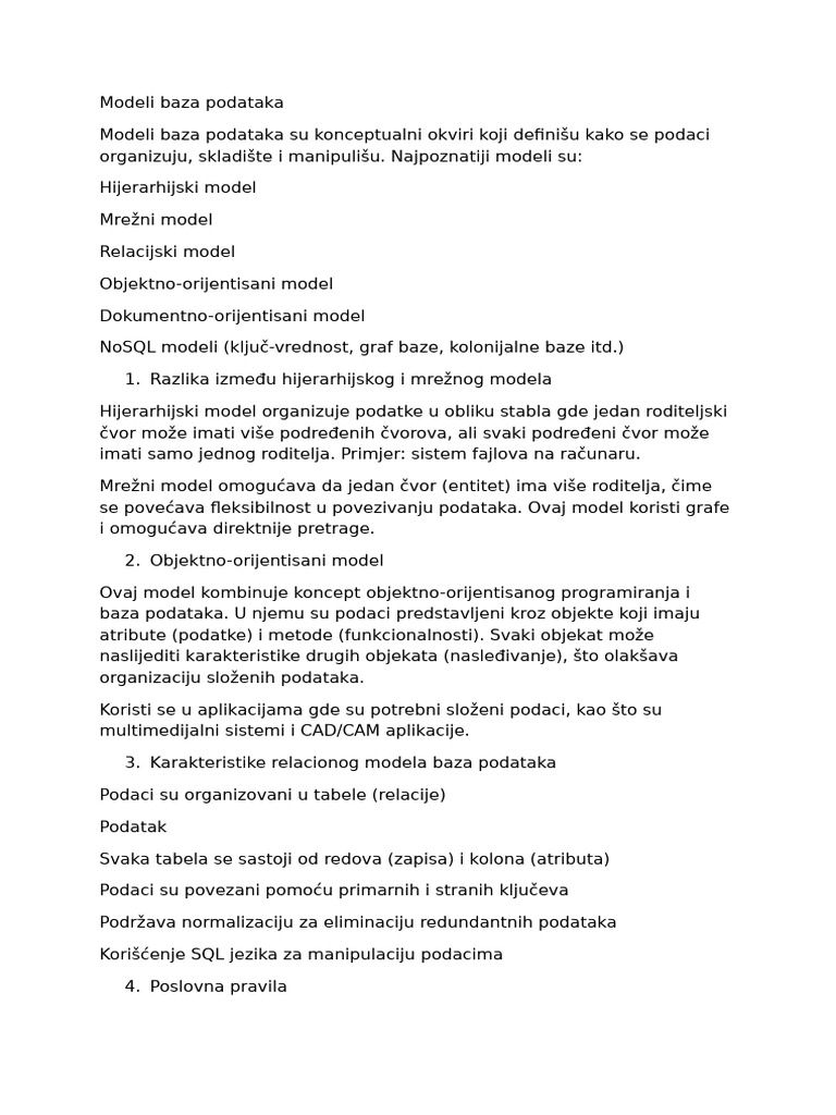 Info model i baze podataka | PDF
