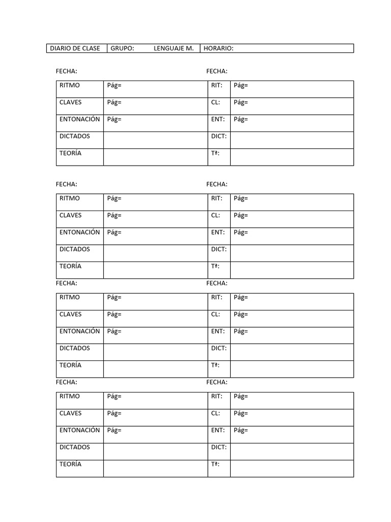 Diario de Clase: Lenguaje Musical | PDF