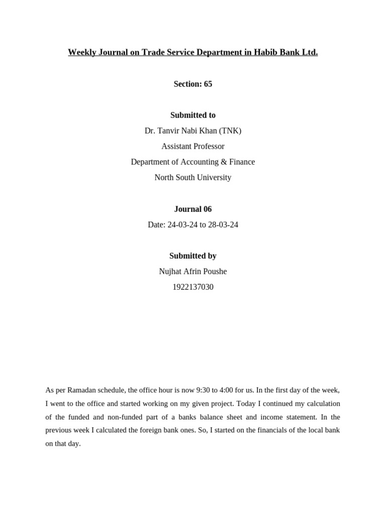 Journal 6 - Nujhat Afrin Poushe - 1922137030 | PDF