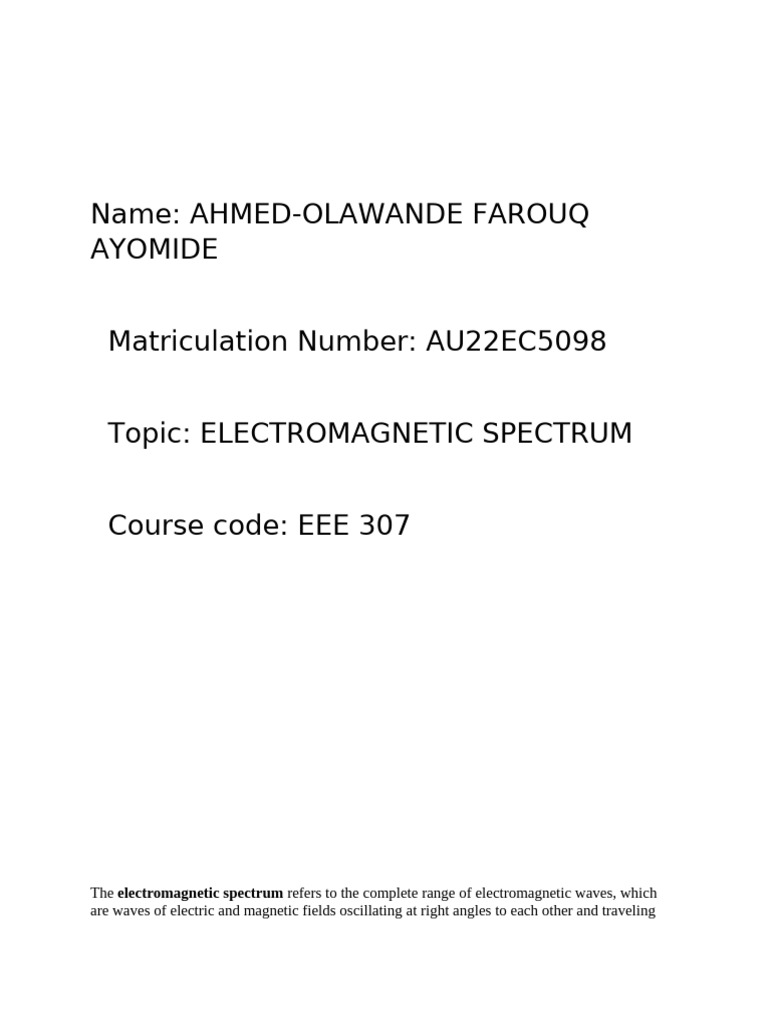 Ayomide Copy (Electromagnetic Spectrum) | PDF | Ultraviolet | Infrared