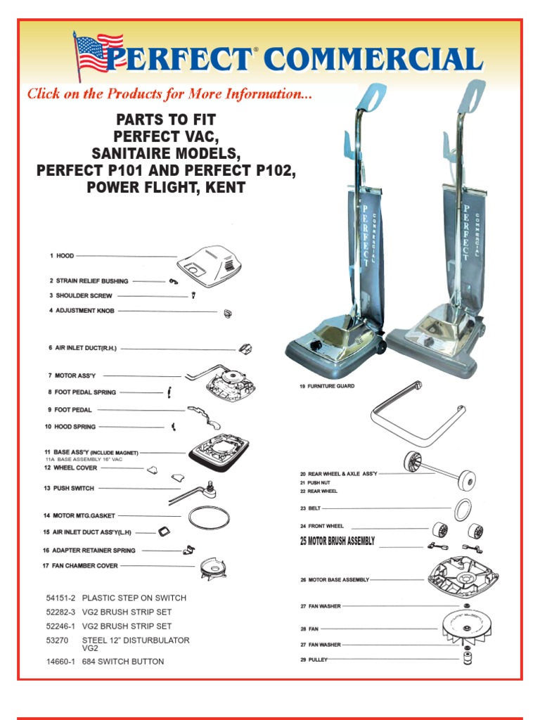 Perfect Commercial Vacuum Parts List | PDF