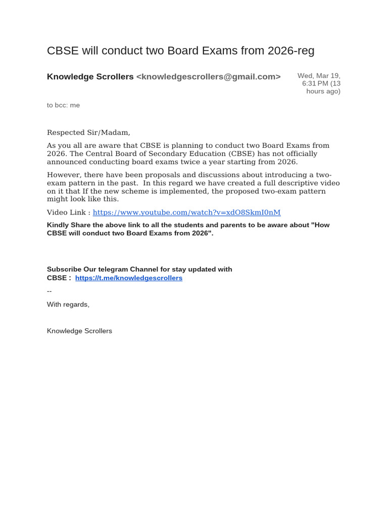 CBSE Letter | PDF
