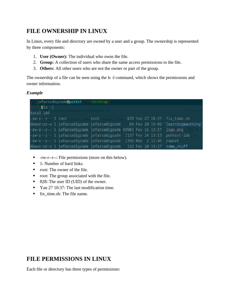 Linux User Ownership and Permissions | PDF | Computer File | Computer Architecture
