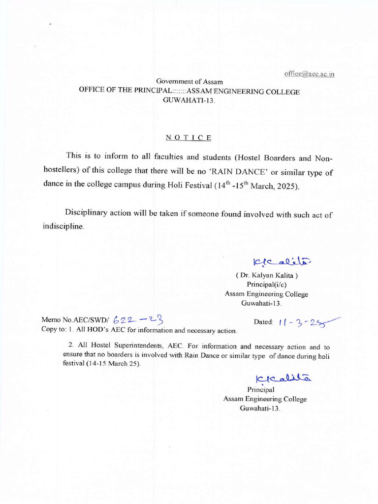 Notice Holi Festival Reg - 250311 - 111007 | PDF