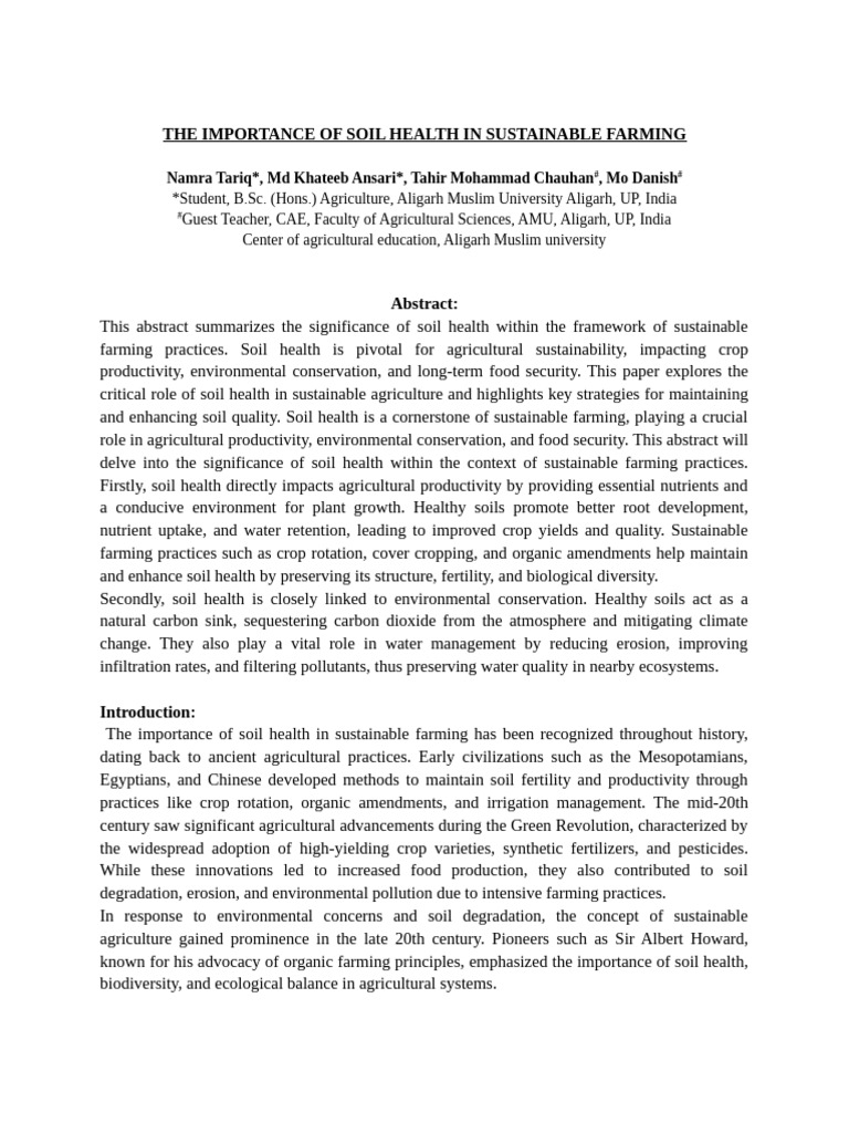 Soil Health: Key to Sustainable Farming | PDF | Sustainable Agriculture ...