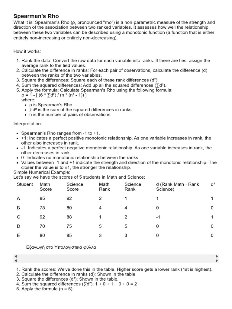 Non-Parametric Correlation | PDF | Spearman's Rank Correlation ...