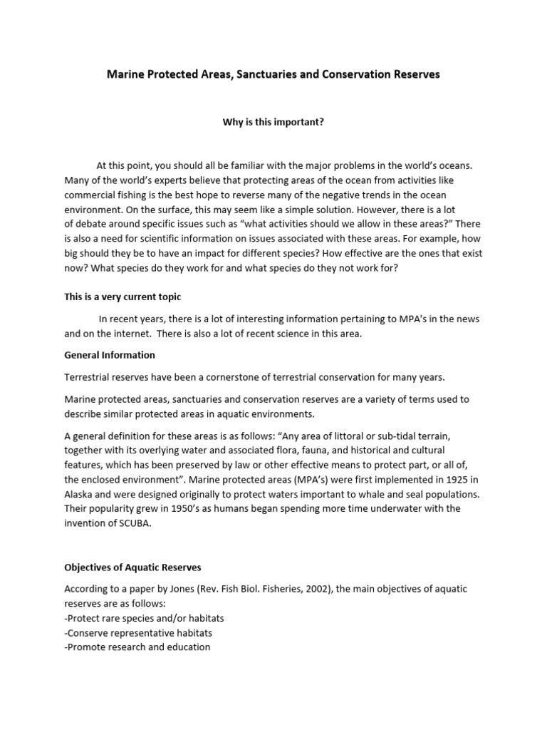 Lecture 20 Notes Marine Protected Areas Pdf Science Natural