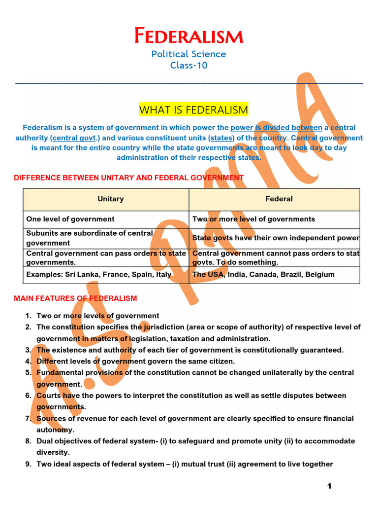 Federalism - 19.05.2022 | PDF | Federation | Government