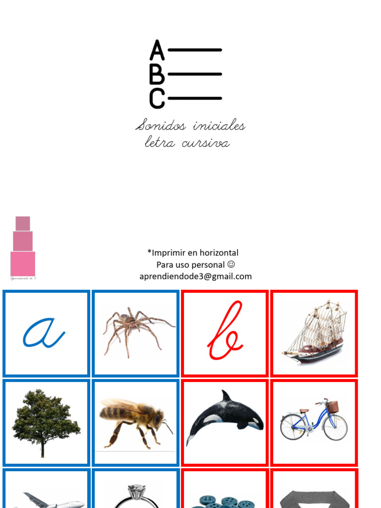 Sonidos Iniciales en Letra Cursiva | PDF