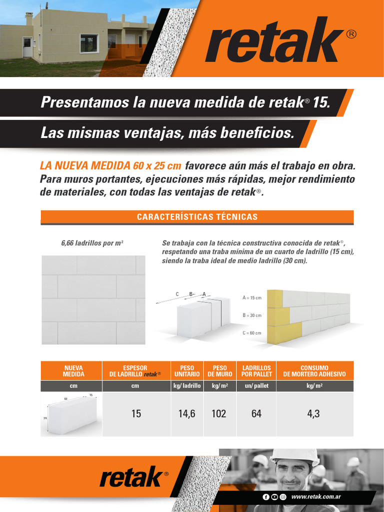 Medidas del ladrillo Retak 60x25 cm | PDF