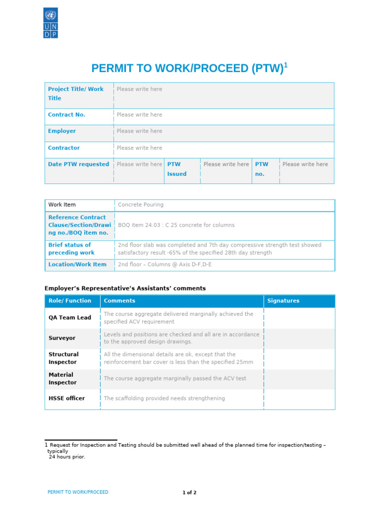 08 Permit To Work - Proceed | PDF | Concrete | Materials