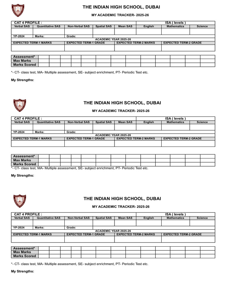 Academic Tracker 2025-26 Overview | PDF