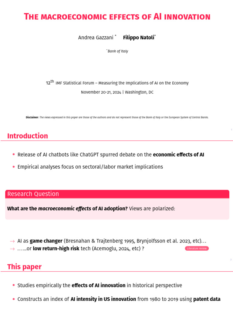 p4sessioniinov20filippo Natolithe Macroeconomic Effects of Ai Innovation | PDF | Artificial ...