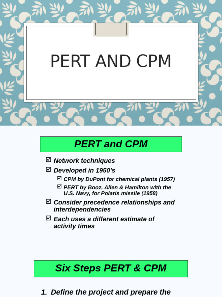 PERT and CPM Project Management Guide | PDF | Variance