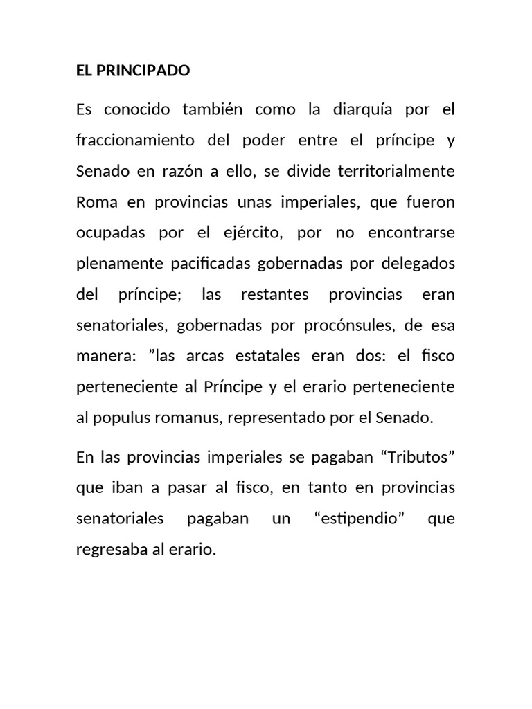 El Principado Romano | PDF | Roma antigua | imperio Romano