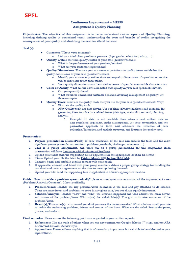 Assignment5-Quality Planning | PDF | Evaluation | Data