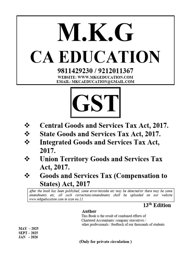 Taxation and GST Study Guide 2025 | PDF | Value Added Tax | Taxes